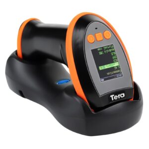 tera barcode scanner wireless with screen: pro version 1d 2d qr with setting keypad charging cradle works with bluetooth 2.4g wireless usb wired handheld bar code reader hw0009