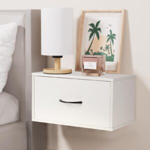 filano floating nightstand shelf with drawer, bedside shelf wall mounted nightstand, white bed side table/night stand with drawer, small wall shelves for bedroom modern decor