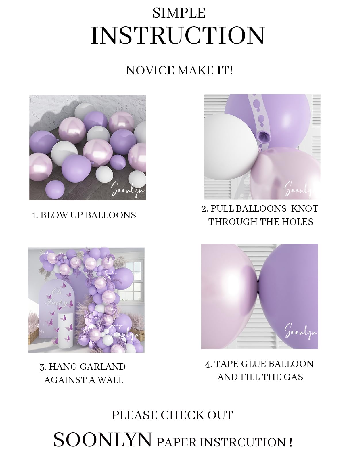 Soonlyn Purple Balloon Arch Kit 12ft 12In Lavender Butterfly Balloon Arch Garland Kit 12pcs Butterfly Stickers Female Gift for Birthday,Wedding,Bridal Shower