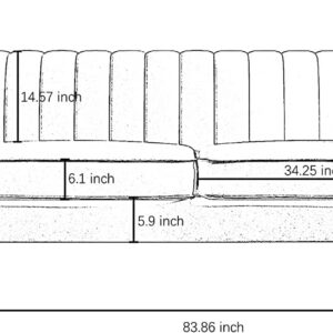 STORFENBOR 83'' Faux Leather Couch 3 Seater Sofa with Gold Metal Legs Comfy Sofa Living Room Modern Furniture-White