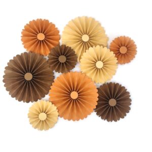 mybbshower paper flower for wedding fan photo backdrop bridal shower birthday party decorations pack of 9 (autumn party)