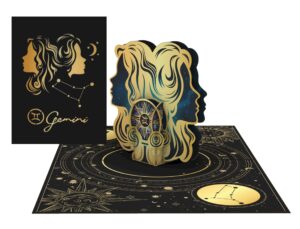 igifts and cards gemini zodiac star sign birthday 3d pop up greeting card - elegant zodiac sign gift, unique birthday present, astrology enthusiasts surprise celebration, twin-themed party, 5x7