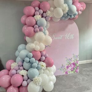 purple blush balloon garland arch kit,double-stuffed dusty purple blush pink balloons for butterfly birthday bridal baby shower party decorations