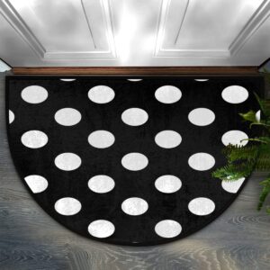 bathroom rugs white polka dot black half round door mat half circle area rug doormat home decor rug front welcome entrance way mat for indoor outdoor kitchen bedroom 16x24 inch