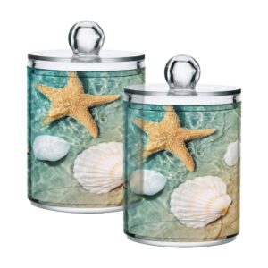 yegame 2 pack sandy beach qtip holder apothecary jars with lids, clear apothecary jar food storage container for tea, coffee, cotton balls, dental floss