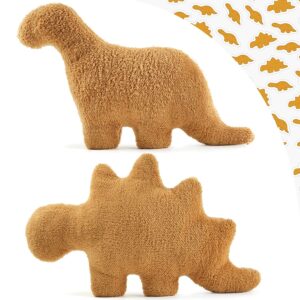 lanarp dino nugget pillow,dino chicken nugget plush,soft dinosaur chicken nuggets pillow for birthday decorations, stuffed animal plush toy (stegosaurus + brontosaurus)