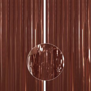 partywoo foil curtain 2 pcs, 3.3x6.6 ft metallic brown tinsel curtains, backdrop curtain, foil fringe curtains, string curtain, birthday decorations, party backdrop, wedding backdrop