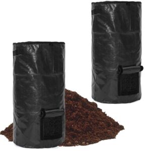 compost bin bags 34 gallon garden compost bags outdoor reusable,organic waste kitchen garden yard compost bag collapsible leaf lawn bags gardening container (black 2pcs)