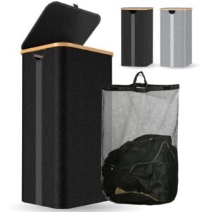 laundry hamper with lid - large laundry basket… (black, 110l)