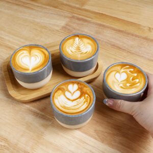 zeberbo ceramic espresso cups set of 4, 5oz espresso coffee mugs, special glazed demitasse cups expresso coffee cup for espresso machine