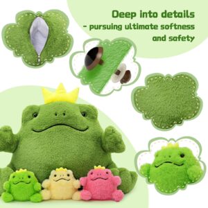 MorisMos Big Frog Stuffed Animal, Large Frog Plush Toy with Babies Inside, Giant Mommy Stuffed Frog Pillow with Baby Frogs Set, Gifts for Kids, Boys, Decorations on Christmas, Birthday, 17in