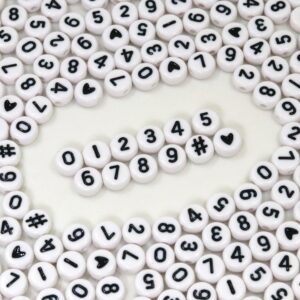 melius 500pcs acrylic number beads for jewelry making, diy necklaces, key chains, bracelets (4x7 round, white)