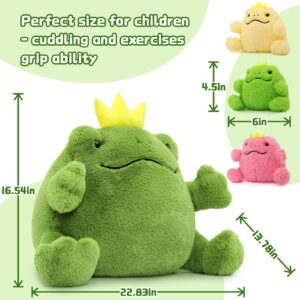 MorisMos Big Frog Stuffed Animal, Large Frog Plush Toy with Babies Inside, Giant Mommy Stuffed Frog Pillow with Baby Frogs Set, Gifts for Kids, Boys, Decorations on Christmas, Birthday, 17in