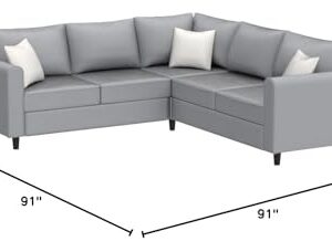 Bellemave Modular Sectional Sofa L Shaped Couch with 3 Pillows, Modern Corner Upholstered Sectional Sofa Couch Living Room Furniture, Gray