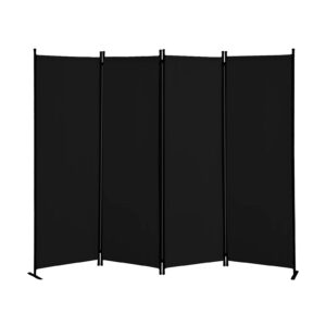 4 panel folding privacy screens, folding privacy screen for office, partition room separators, freestanding room fabric panel (black)