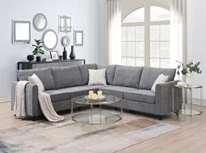 bellemave modular sectional sofa l shaped couch with 3 pillows, modern corner upholstered sectional sofa couch living room furniture, gray