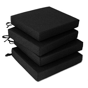 eaimi outdoor chair cushions for patio furniture - square corner patio cushions for outdoor furniture 4 packs - waterproof indoor chair cushions for dinning chairs, 18.5" x 16" x 3", black