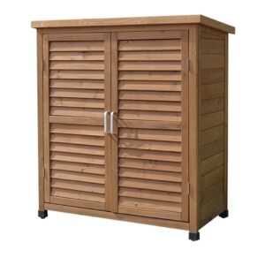 storage lockers outdoor garden tool cabinet, outdoor shoe storage cabinet storage cabinet, rainproof solid wood patio balcony storage box (color : brown, size : 870 * 470 * 970mm)