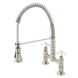 Kingston Brass Heritage Two-Handle Deck-Mount Pull-Down Sprayer Kitchen Faucet Oil Rubbed Bronze Oil Rubbed