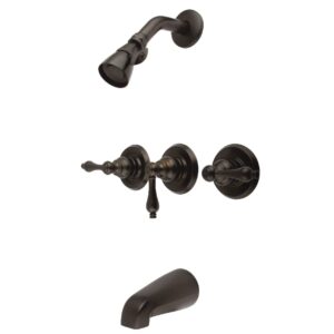 kingston brass magellan three-handle tub and shower faucet oil rubbed bronze oil rubbed