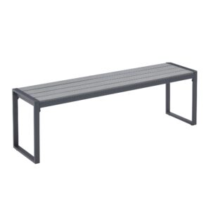 vicllax outdoor bench for lawn garden, backless patio garden bench, grey metal frame