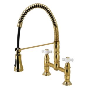 Kingston Brass Heritage Two-Handle Deck-Mount Pull-Down Sprayer Kitchen Faucet Oil Rubbed Bronze Oil Rubbed