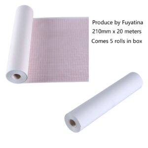 5 Rolls EKG Paper Fit for Welch Allyn/for Mortara ELI 230, Fit for Contec 1200G and E12, Fit for Fukuda FX-8322, FX-8400, FCP-231, FCP4101, Each roll size 210 mm x 20 meters ECG Paper with Red Grid