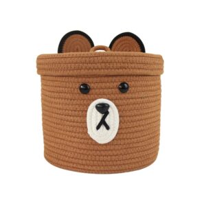 boomlatu weave rope round storage basket with lid,cute small basket idea for organizing and storing (style 8)