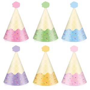 24pcs ice cream cone party hats - colorful paper hats for birthday, baby shower, bridal shower party supplies, decorations and favors