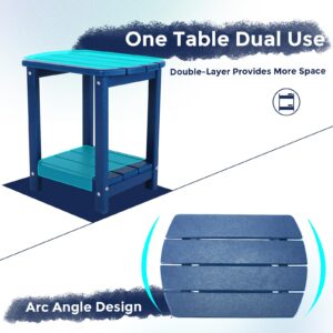 GARDENSTAR Adirondack Square Outdoor Side Table,2-Tier Storage Patio Side Table, HDPE End Tables for Backyard Pool Porch Garden Lawn(Blue)