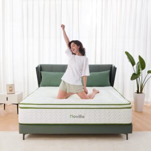 Novilla Full Mattress 12 Inch Hybrid Mattress with Gel Memory Foam & Pocketed Coil for Pressure Relief & Motion Isolation Medium Firm Full Bed Mattress in a Box Amenity