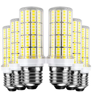 led light bulb 6pcs 200w equivalent 2500 lumen 5000k cool daylight white 20w super bright led bulb e26/e27 base waterproof led corn light bulb for home garage warehouse indoor outdoor led corn bulbs