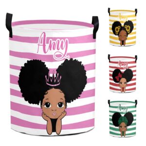 personalized collapsible laundry basket for girls kids,cute pink baby laundry hamper with handle,custom nursery hamper with name