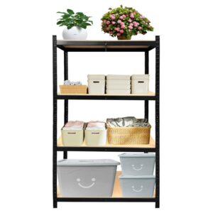 vandise shelves storage shelves 4 tier adjustable garage kitchen storage shelving, heavy duty metal storage utility rack shelf unit for warehouse pantry closet kitchen, 28" x 12" x 59", black