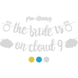 the bride is on cloud 9 bachelorette party banner, glitter silver hanging cloud decorations bridal shower sign party favors hen parties engagement wedding receptions party supplies