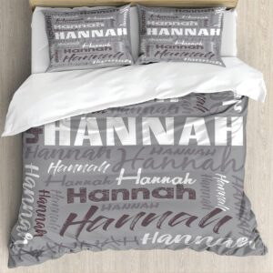 custom name bedding set, custom text comforter cover full twin queen king, custom name themed bedding personalized name duvet, blanket with name decor for bedroom, ultra soft lightweight (grey)