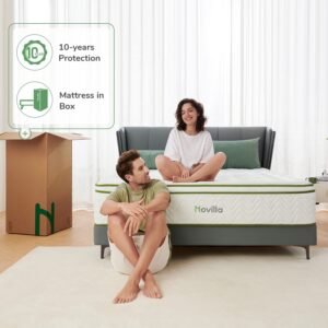 Novilla Full Mattress 12 Inch Hybrid Mattress with Gel Memory Foam & Pocketed Coil for Pressure Relief & Motion Isolation Medium Firm Full Bed Mattress in a Box Amenity