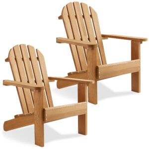 casafield children's adirondack chairs, set of 2 cedar wood outdoor kid's chairs for patio, deck, lawn and garden, partially pre-assembled - natural