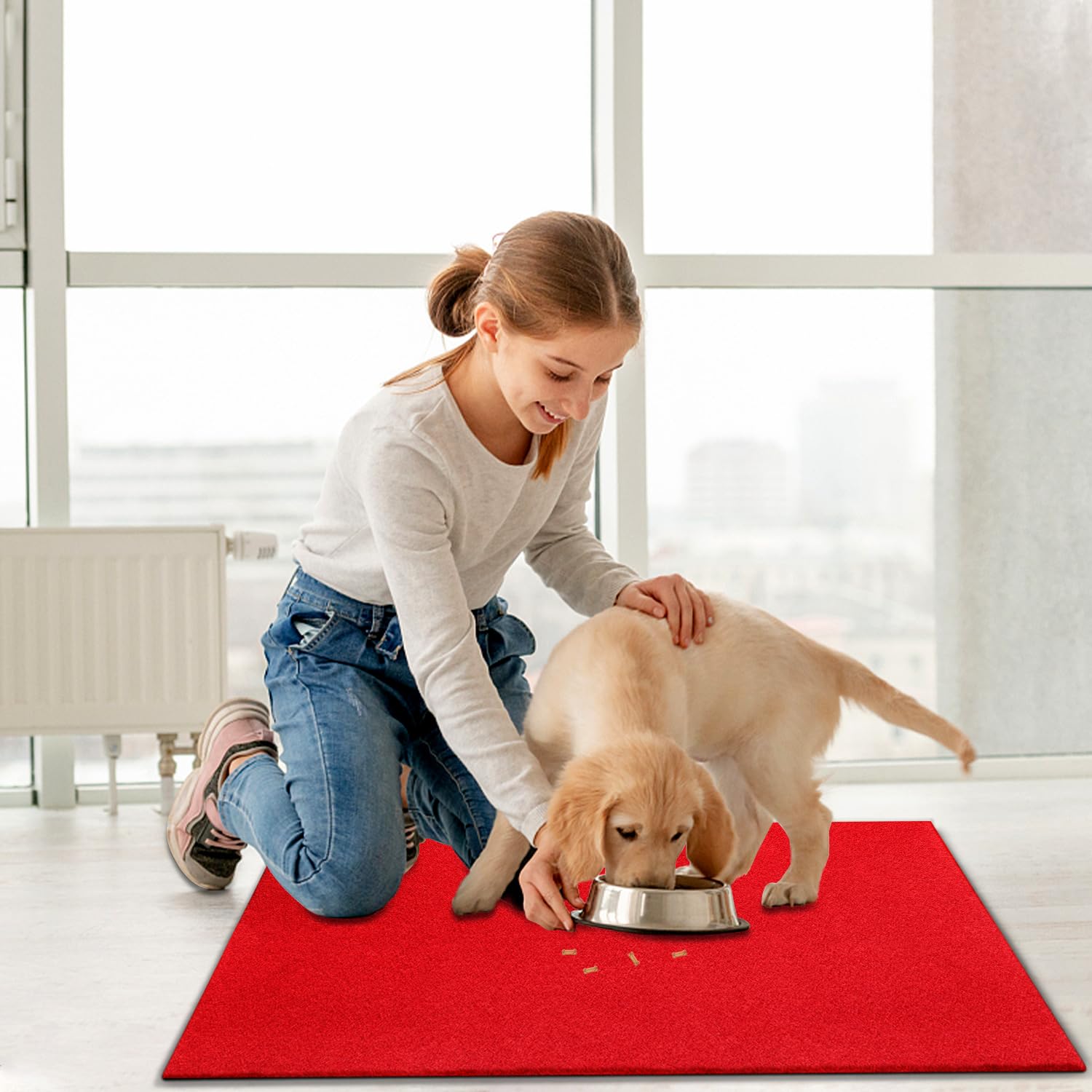 AAZZKANG Red Door Mat Set of 2 Non Slip Durable Multi-Purpose Outdoor Indoor Mat Large 36"x24" Ultra Absorb Mud Easy to Clean Entry Doormat for Inside,Outside,Patio,High Traffic Areas