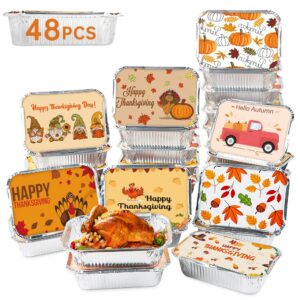 akerock thanksgiving leftover containers, thanksgiving to go containers with lid for food storage - 48 pcs