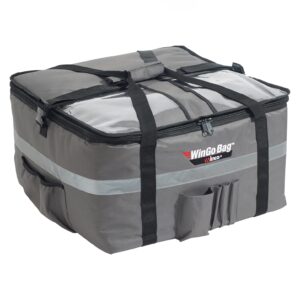 winco bgcb-2212 insulated food delivery bag, xl, gray