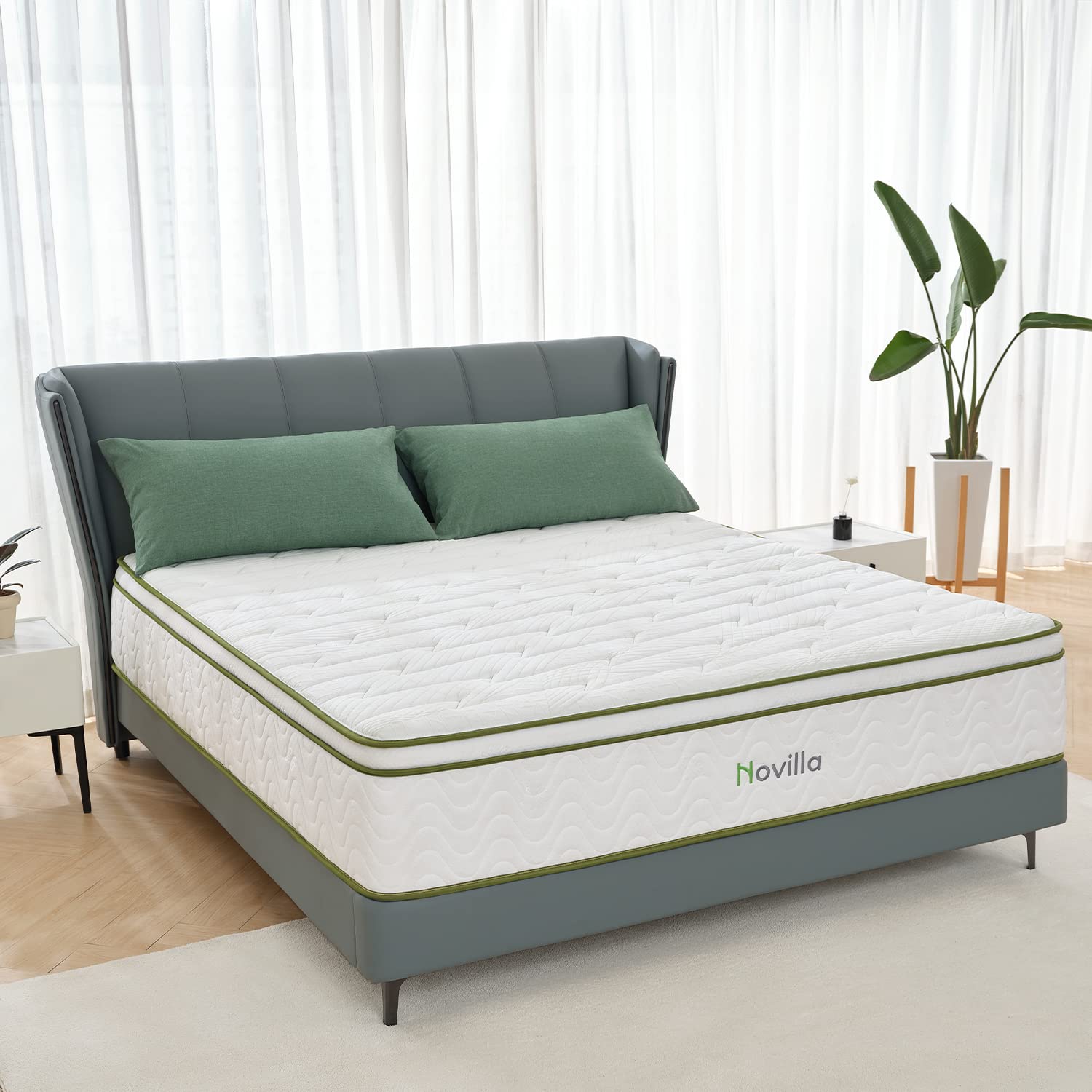 Novilla Full Mattress 12 Inch Hybrid Mattress with Gel Memory Foam & Pocketed Coil for Pressure Relief & Motion Isolation Medium Firm Full Bed Mattress in a Box Amenity