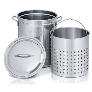 chef's secret 44 quart stainless steel stockpot w/basket perfect for gumbo, spaghetti, crawfish boils, stews and gumbo