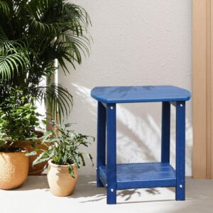 GARDENSTAR Adirondack Square Outdoor Side Table,2-Tier Storage Patio Side Table, HDPE End Tables for Backyard Pool Porch Garden Lawn(Blue)