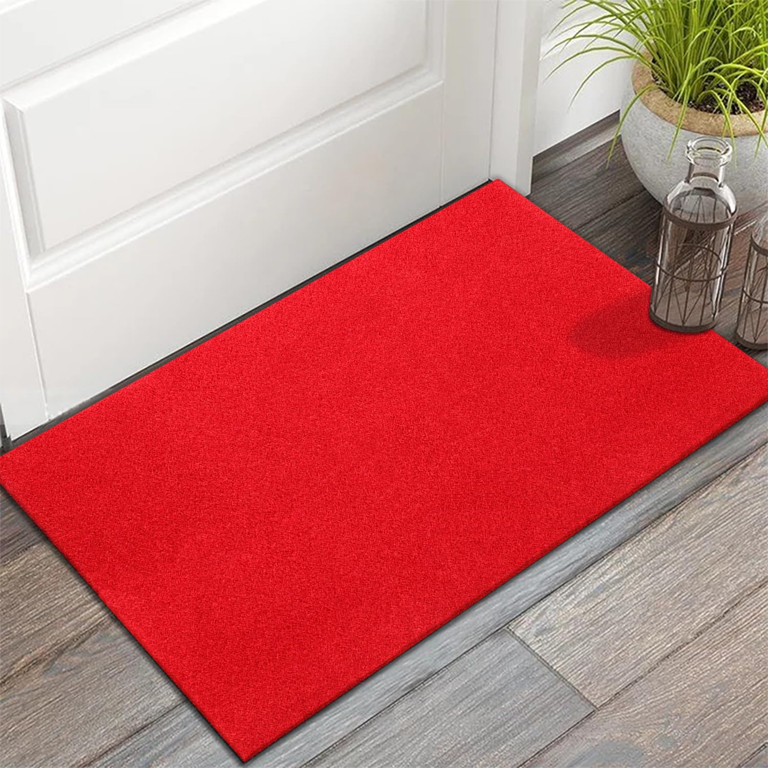 AAZZKANG Red Door Mat Set of 2 Non Slip Durable Multi-Purpose Outdoor Indoor Mat Large 36"x24" Ultra Absorb Mud Easy to Clean Entry Doormat for Inside,Outside,Patio,High Traffic Areas