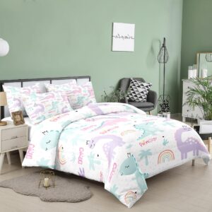 NINENINE Twin Bedding Sets for Girls Dinosaur Comforter Set Princess Bedding Toddler Comforter Sets for Kids Cute Bed Sets with 1 Comforter 1 Pillowcase