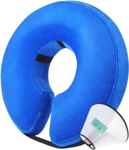 soft inflatable dog cone collar set, protective dog donut collar with a comfy plastic cone for dogs after surgery, 2 e-collars protect more areas, adjustable dog cones for large medium small dog