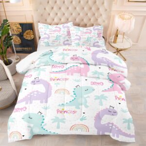 NINENINE Twin Bedding Sets for Girls Dinosaur Comforter Set Princess Bedding Toddler Comforter Sets for Kids Cute Bed Sets with 1 Comforter 1 Pillowcase