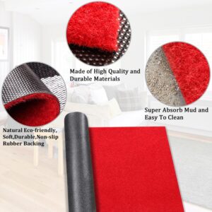 AAZZKANG Red Door Mat Set of 2 Non Slip Durable Multi-Purpose Outdoor Indoor Mat Large 36"x24" Ultra Absorb Mud Easy to Clean Entry Doormat for Inside,Outside,Patio,High Traffic Areas