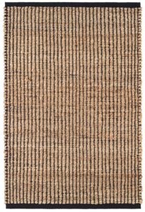 dash and albert gridwork jute area rug - 2' x 3' black solid handwoven accent rug - durable, eco-friendly, high traffic areas hallway, bedroom, stairs